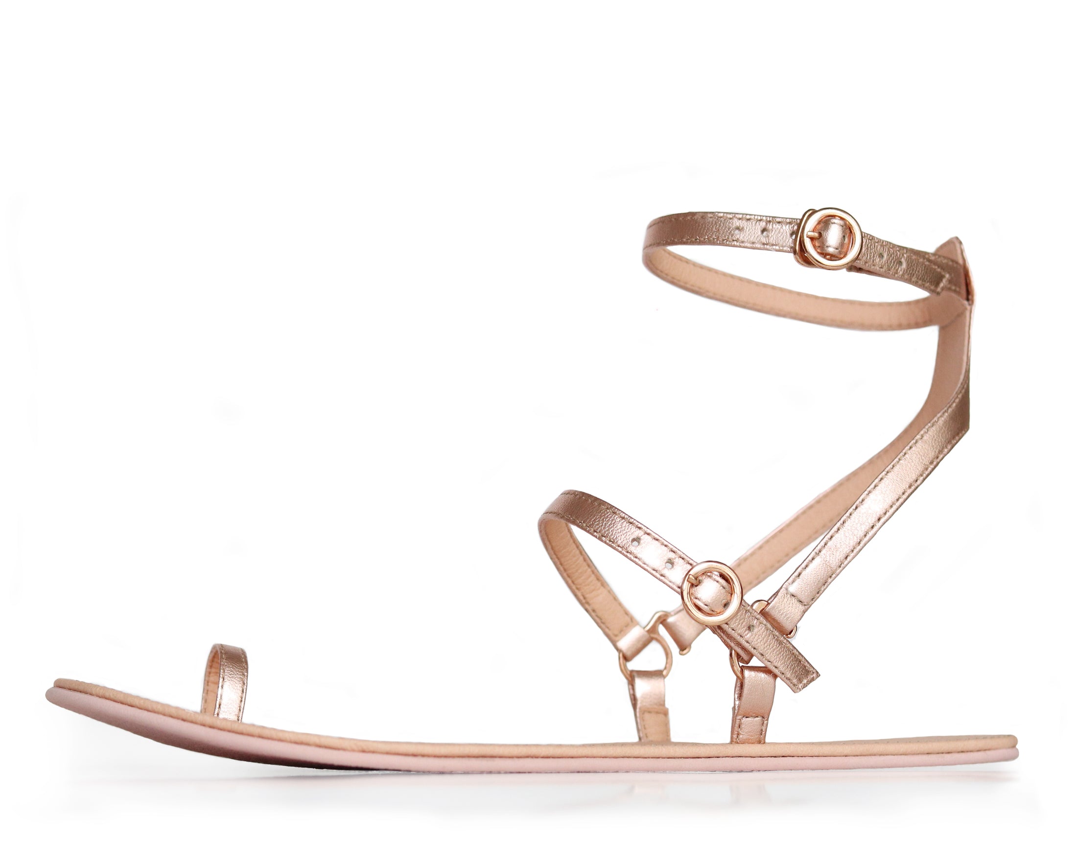 HIGH FEELS »Rosegold Rush« – Flat Barefoot Dress Sandals